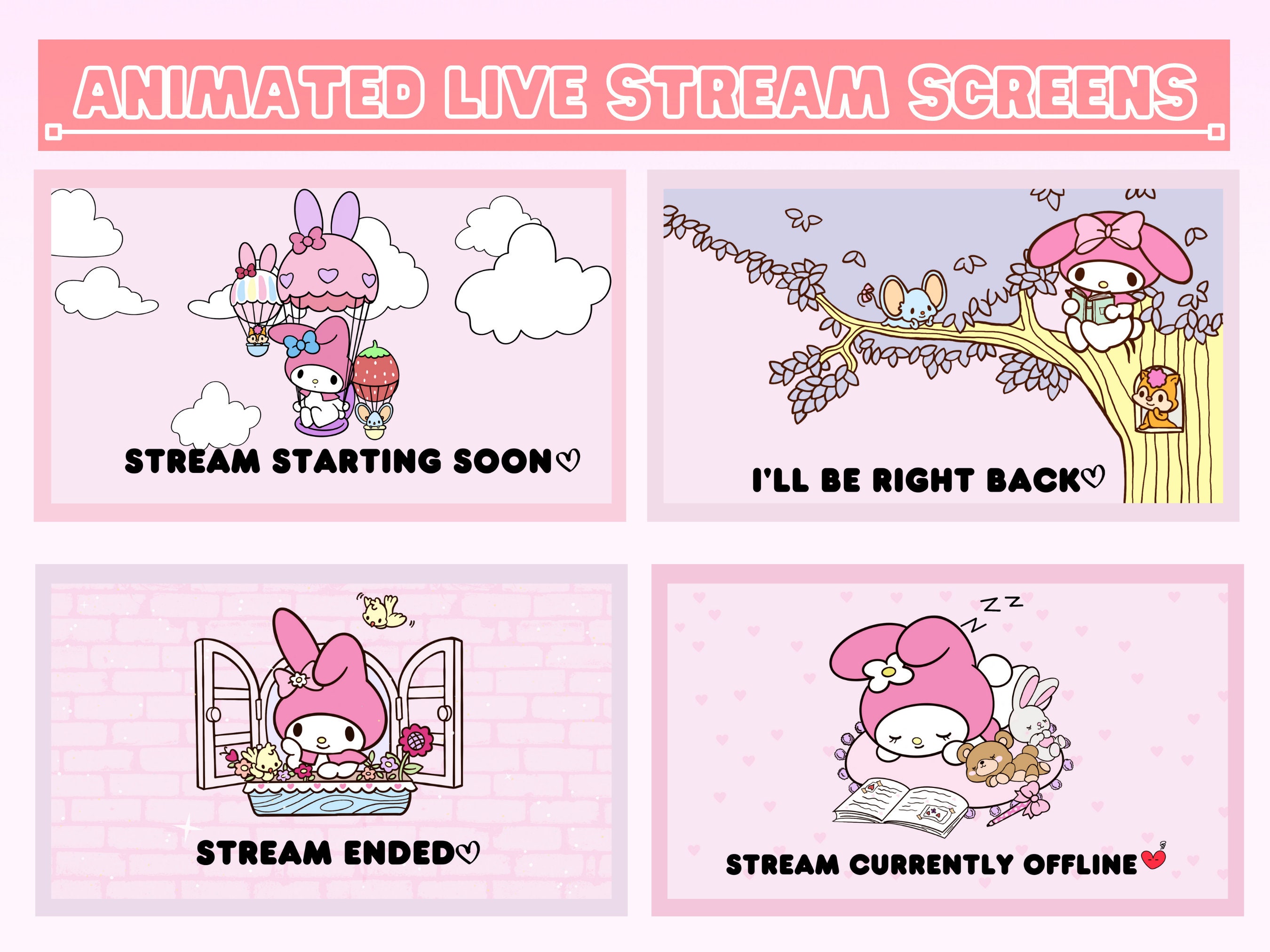 Animated Screens "kawaii Bunny" - Twitch - Youtube - Overlay - Stream ...