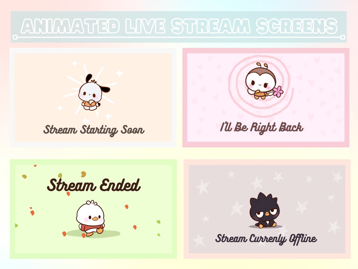 Animated Twitch Overlays Kawaii Chibi Characters Twitch Youtube Overlay ...