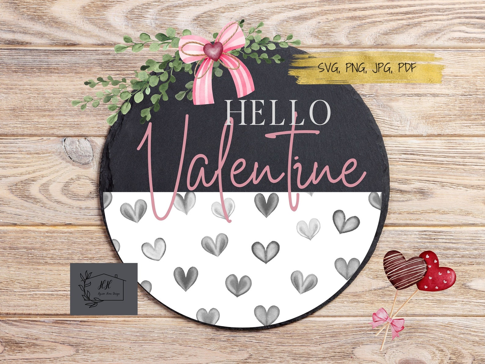 SVG, Hello Valentine Svg, Door Hanger SVG, Valentine Decor, Heart ...