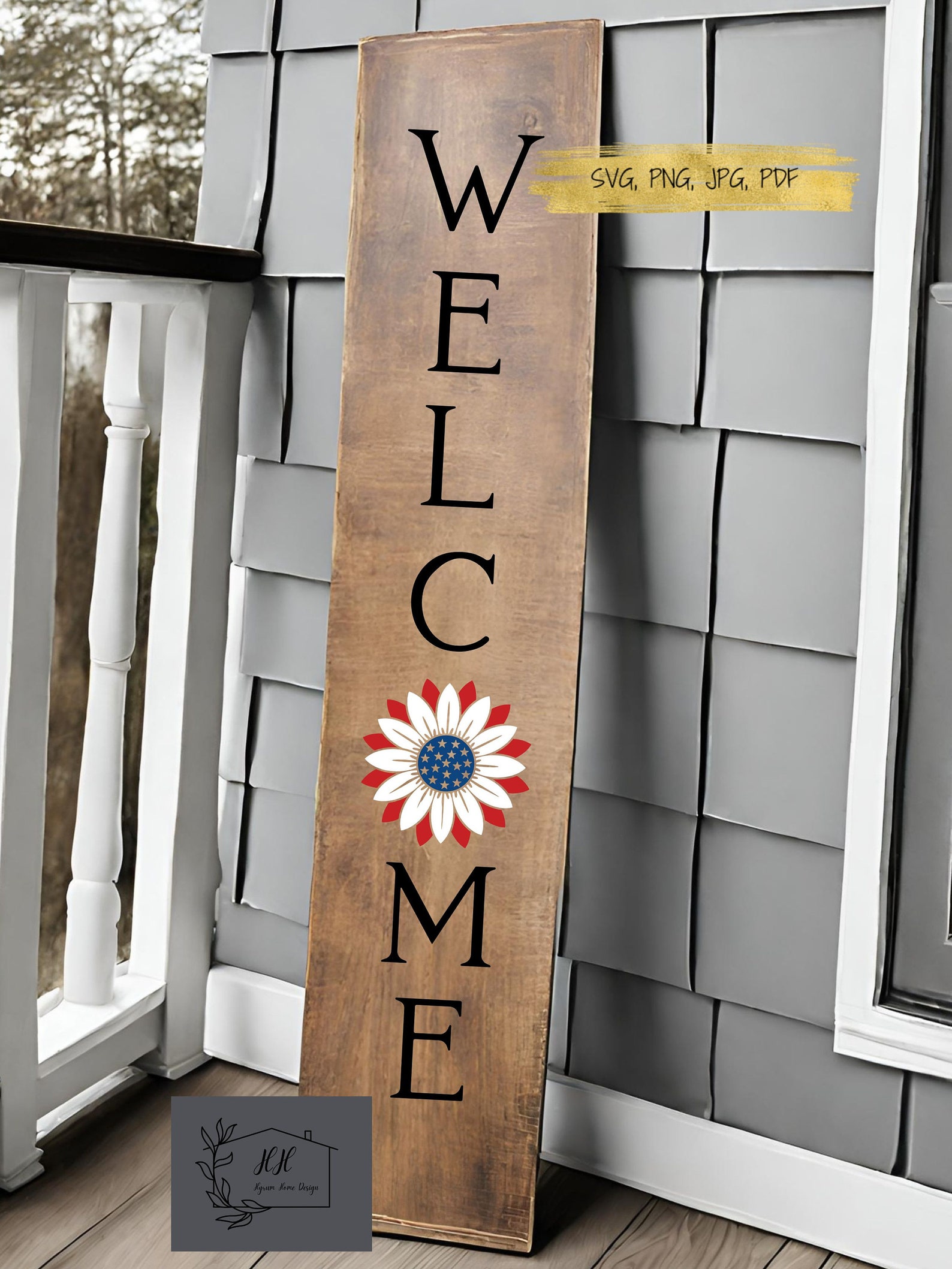 SVG Files, Welcome SVG, Farmhouse Porch Sign, Red White and Blue Flower ...