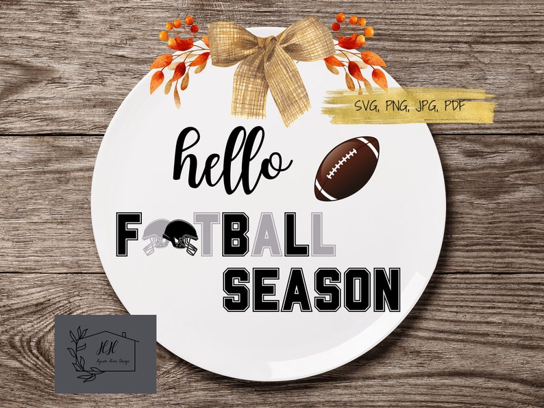 SVG, Hello Football Season Svg, Door Hanger SVG, Football SVG, Helmet ...