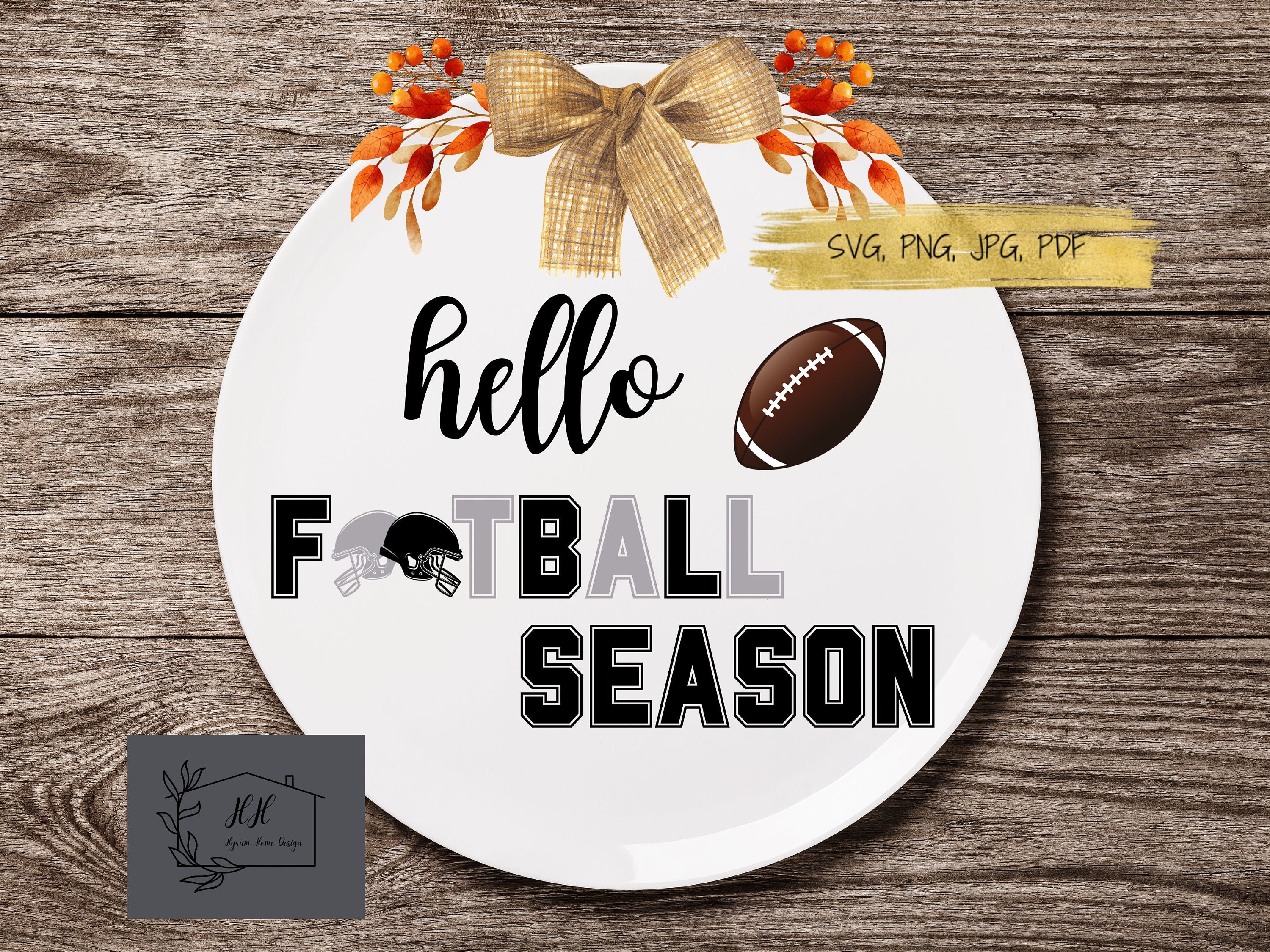 SVG, Hello Football Season Svg, Door Hanger SVG, Football SVG, Helmet ...
