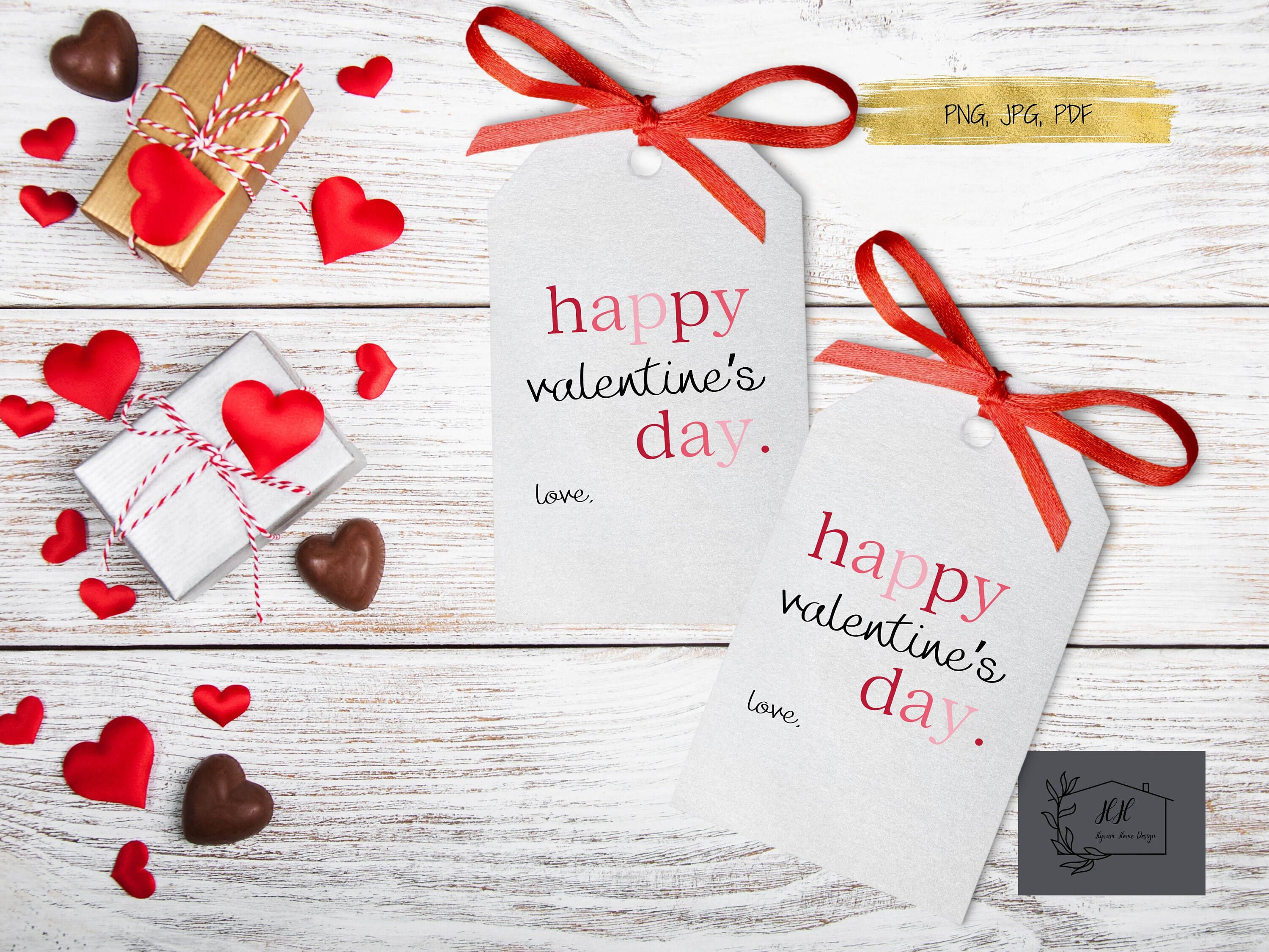 Printable Happy Valentine's Day Gift Tag, Valentines Tag, Holiday DIY ...