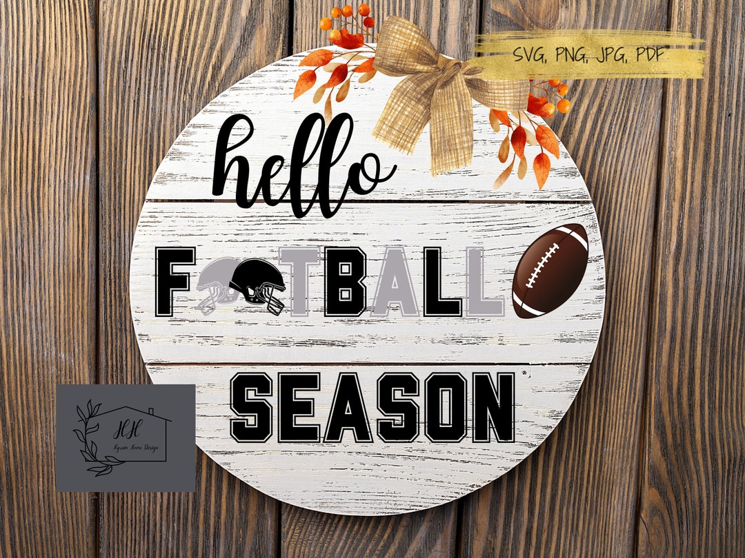 SVG, Hello Football Season Svg, Door Hanger SVG, Football SVG, Helmet ...
