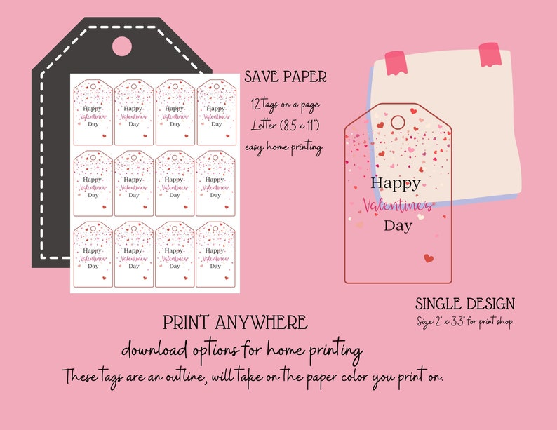 Printable Happy Valentine's Day Gift Tag, Valentine's Tag, Happy ...