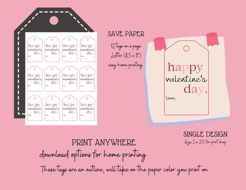 Printable Happy Valentine's Day Gift Tag, Valentines Tag, Holiday DIY ...