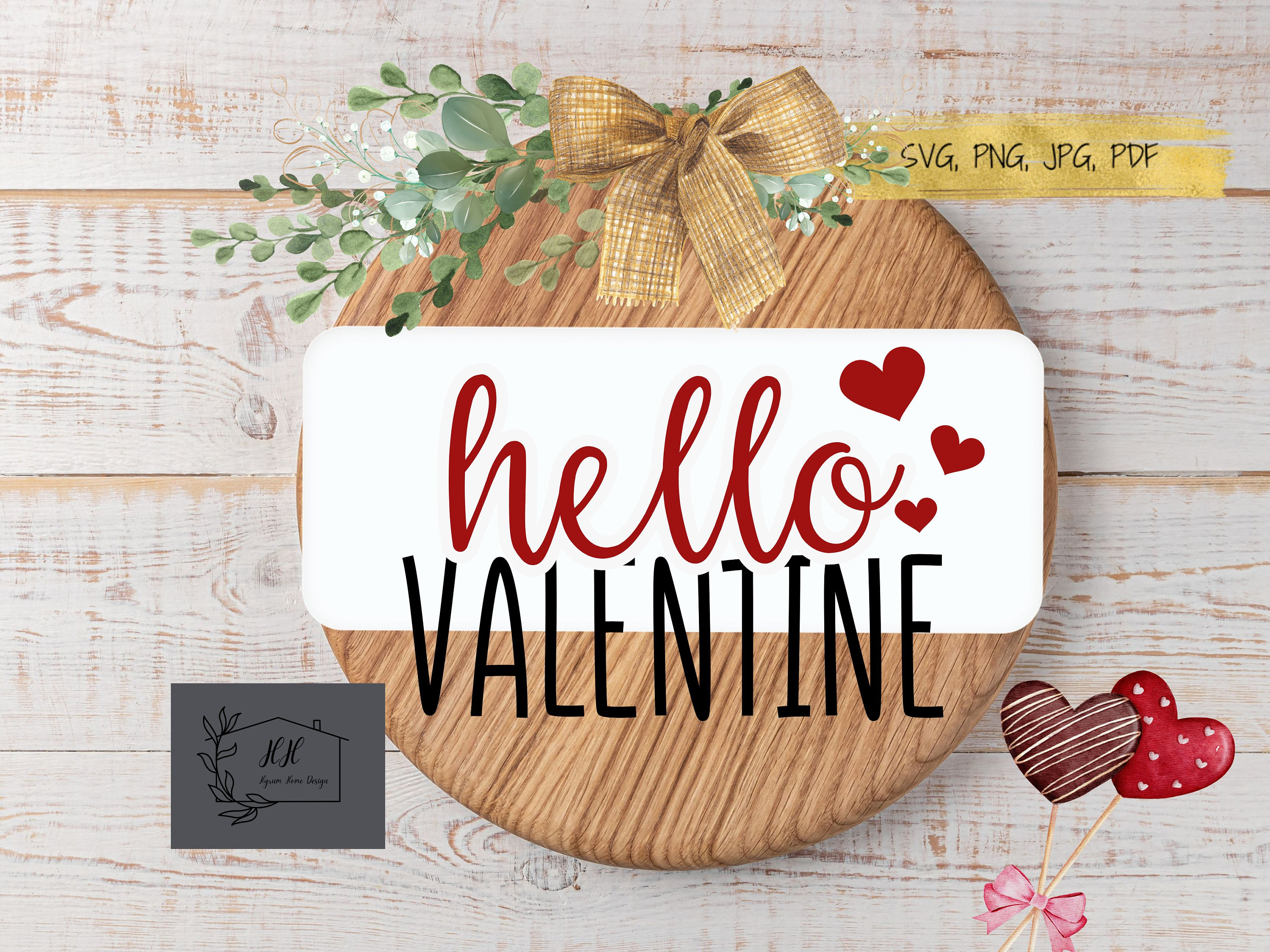 SVG, Hello Valentine Svg, Door Hanger SVG, Valentine Decor, Hearts SVG ...