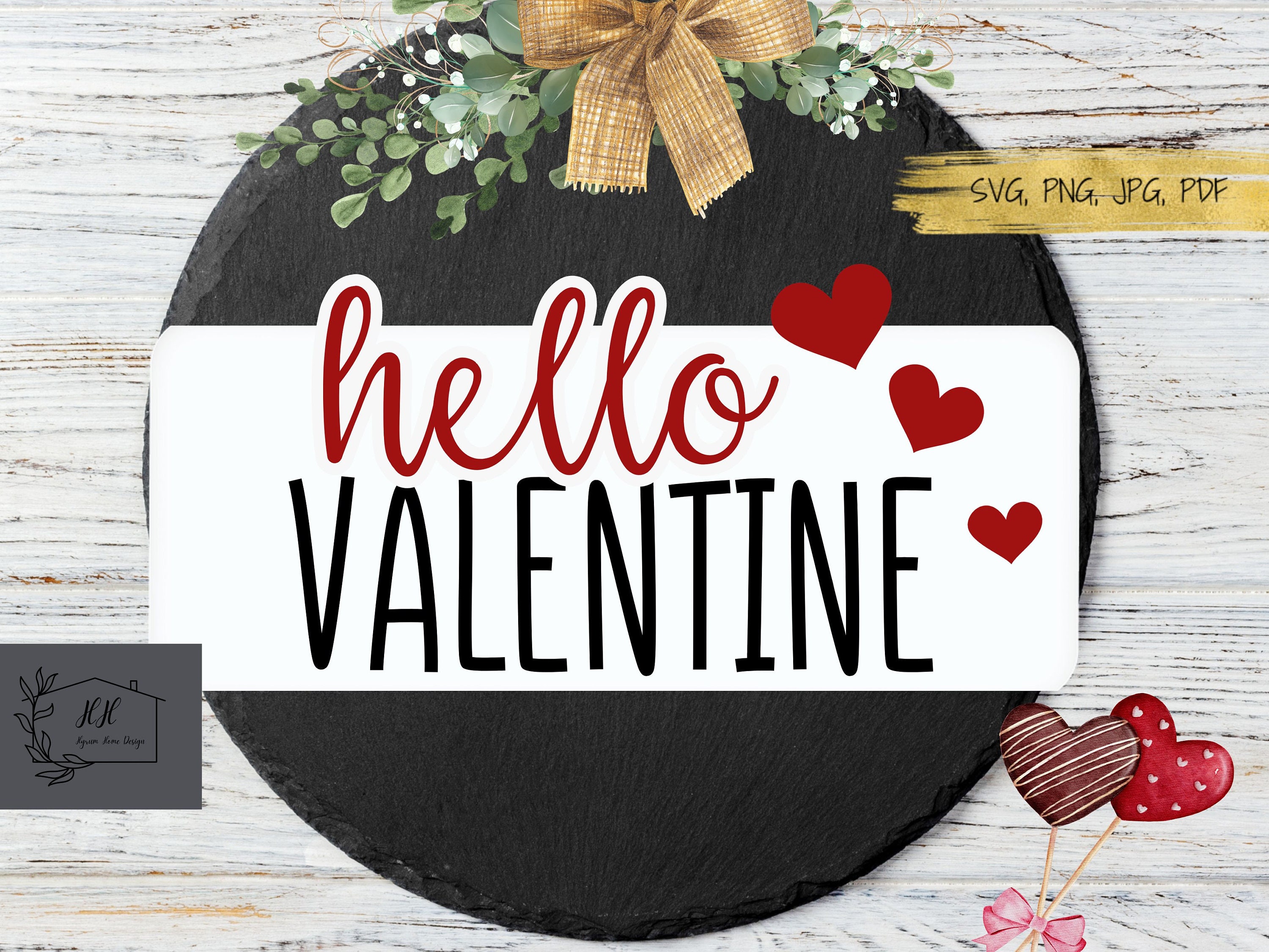 SVG, Hello Valentine Svg, Door Hanger SVG, Valentine Decor, Hearts SVG ...