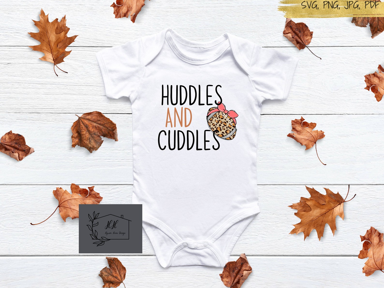 SVG Files, Huddle and Cuddle Svg, Football Onesie Svg, Football With ...