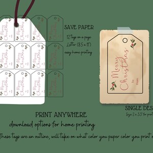 Printable Merry Christmas Gift Tag, Holly Berry Tag, Happy Holiday DIY ...