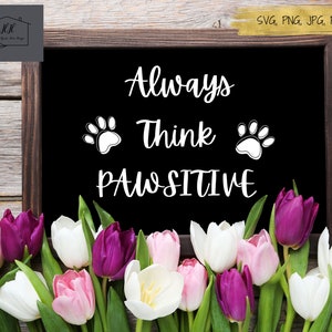 SVG Files, Always Think Pawsitive Svg, Pawprint Svg, Farmhouse Sign ...