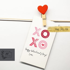 Printable Valentines Day Gift Tag, Xoxo Heart Gift Tag, Happy Holiday ...