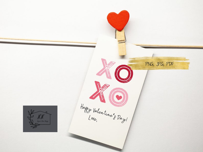 Printable Valentines Day Gift Tag, Xoxo Heart Gift Tag, Happy Holiday ...