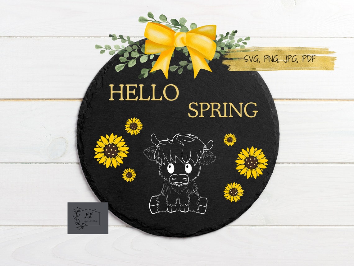 SVG, Hello Spring Svg, Door Hanger SVG, Farmhouse Decor, Cow SVG ...