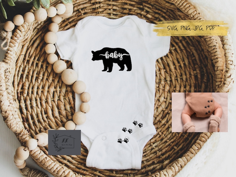 Archivos SVG, Bebé Oso Svg, Recién Nacido Onesie Svg, Oso Svg, Huellas ...