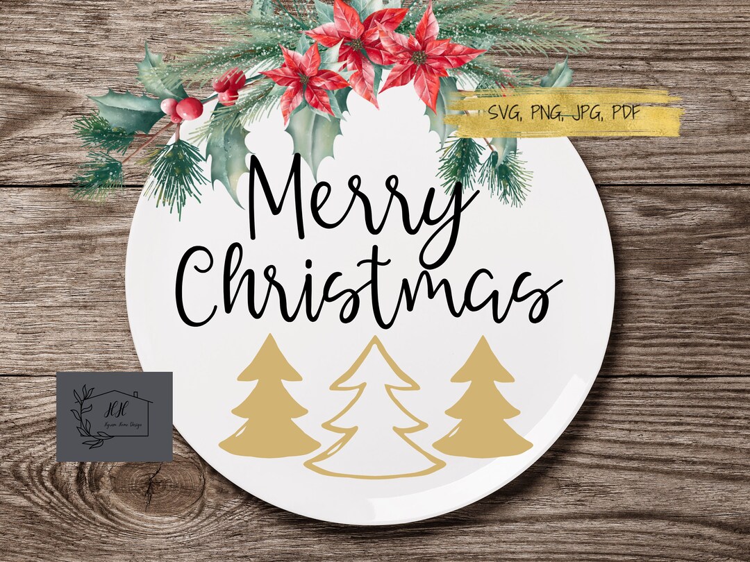 Svg Merry Christmas Svg Door Hanger Svg Christmas Decor Gold