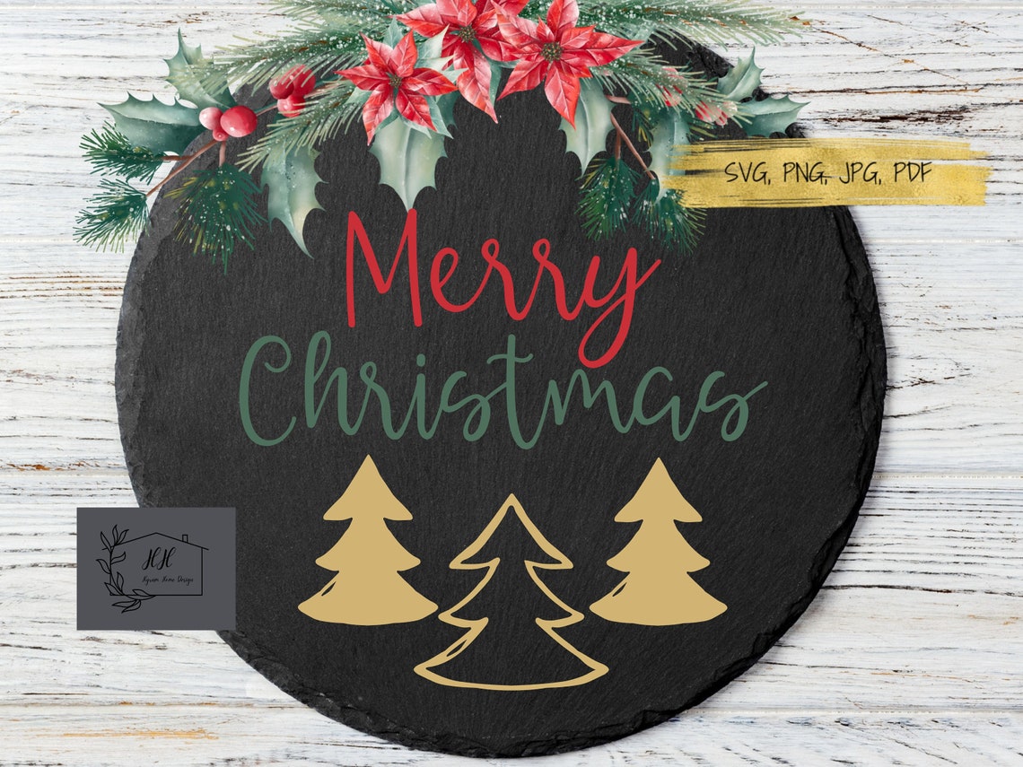 Svg Merry Christmas Svg Door Hanger Svg Christmas Decor Gold