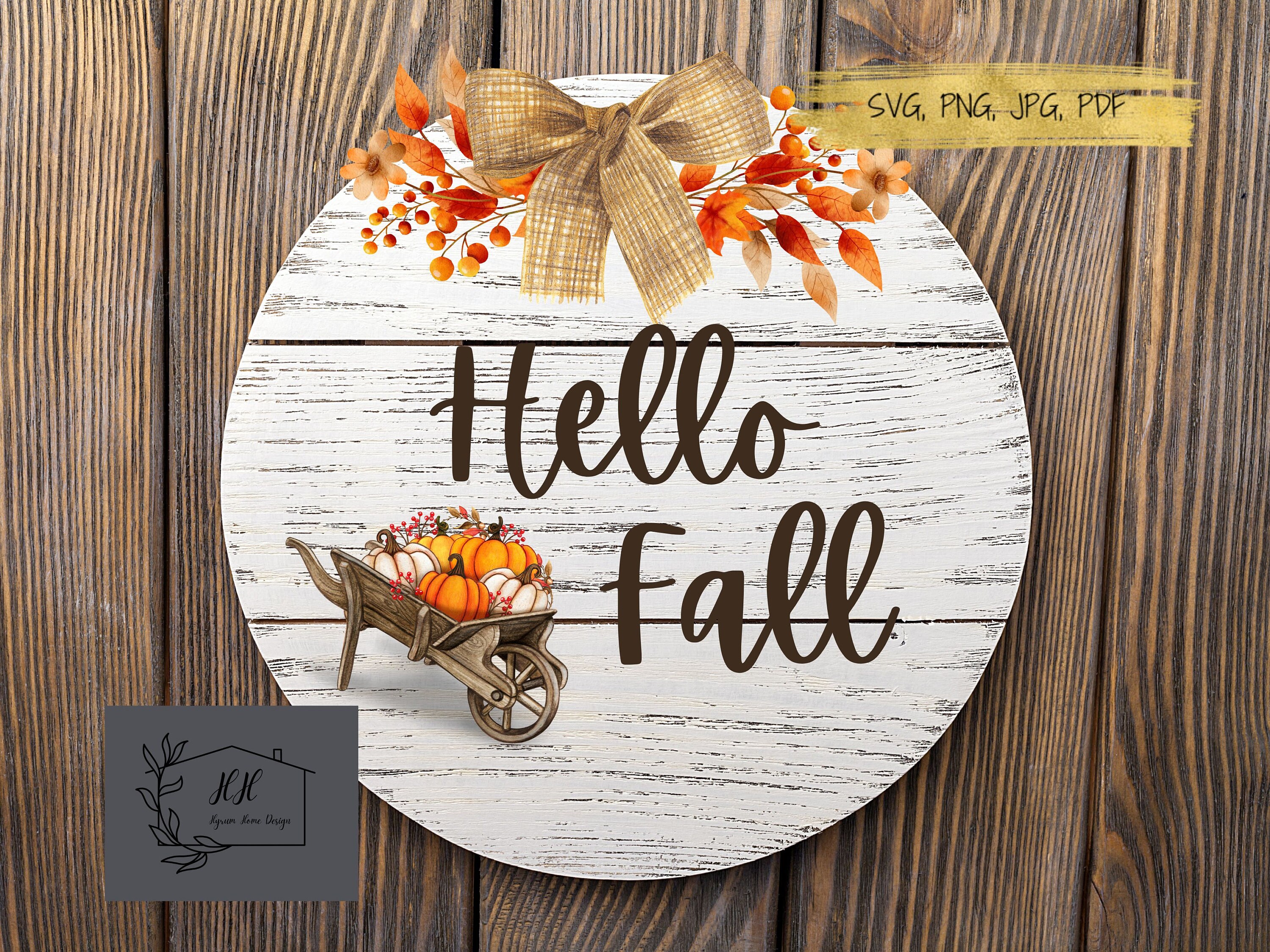 SVG, Hello Fall Svg, Door Hanger SVG, Farmhouse Decor, Autumn SVG ...