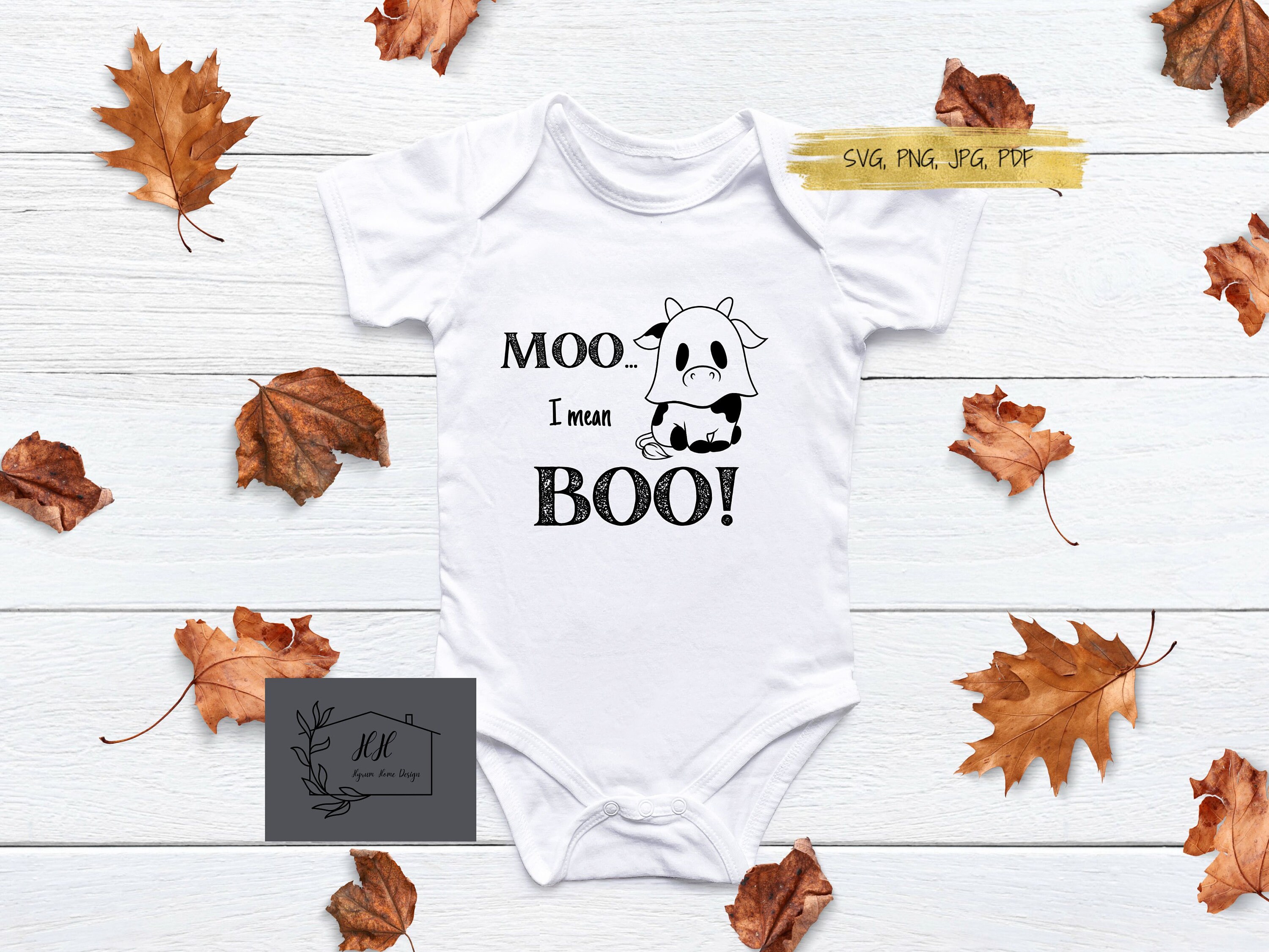 SVG Files, Moo I Mean Boo Svg, Newborn Onesie Svg, Halloween Svg, Cow ...