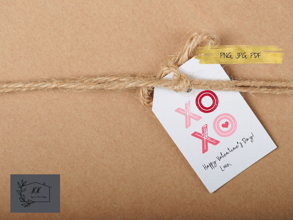 Printable Valentines Day Gift Tag, Xoxo Heart Gift Tag, Happy Holiday ...