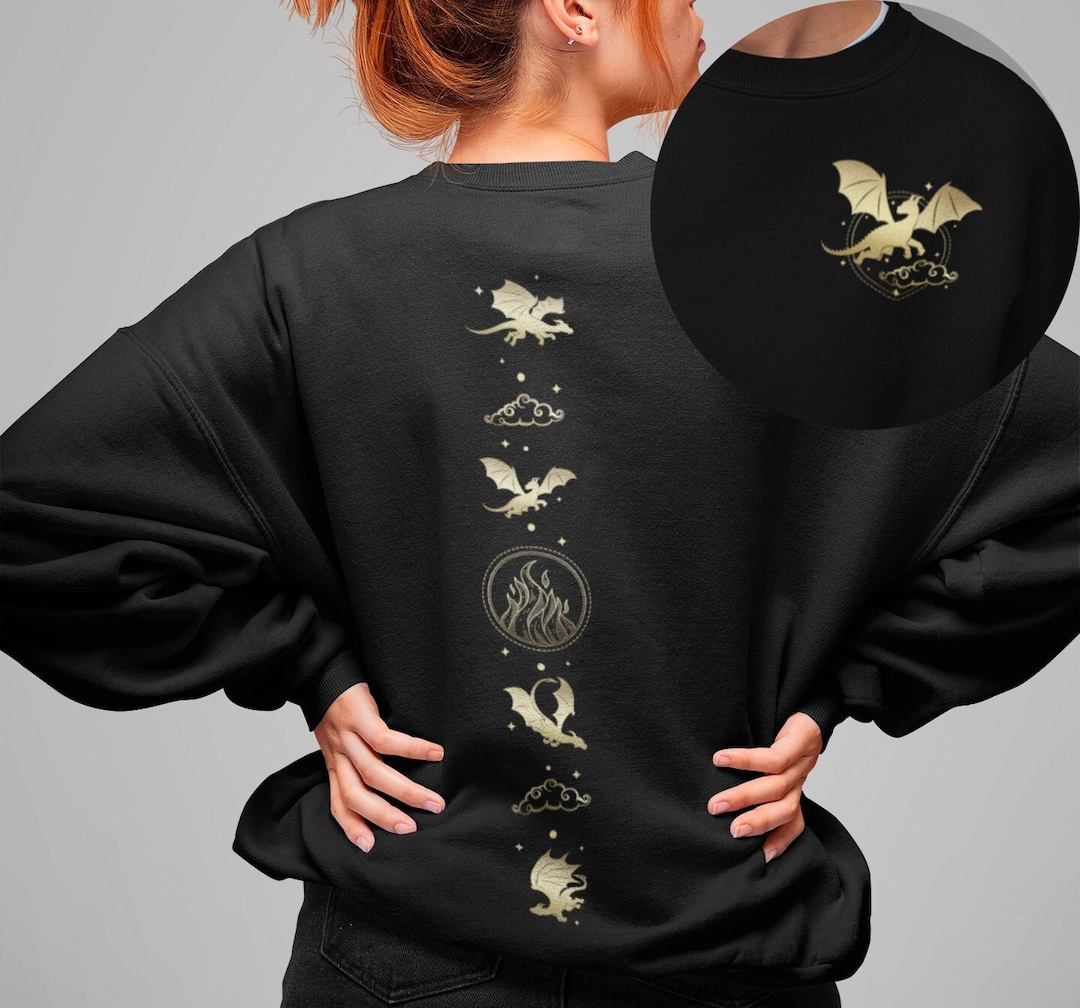 Dragon FW Inspired Double Sided Print Sweatshirt, Dragon Rider, Booktok ...