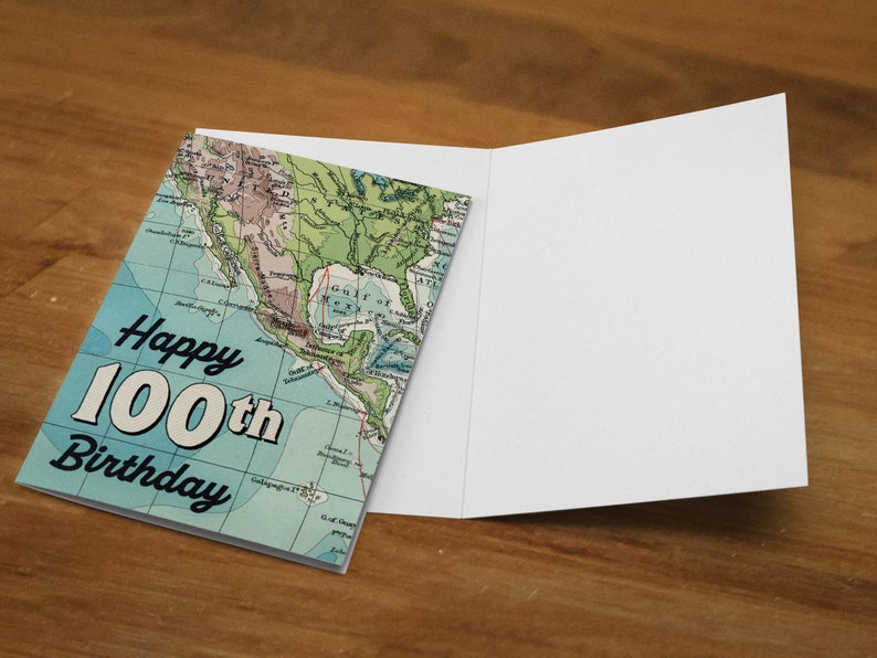Vintage USA Map 100th Printable Birthday Card for Him Retro - Etsy