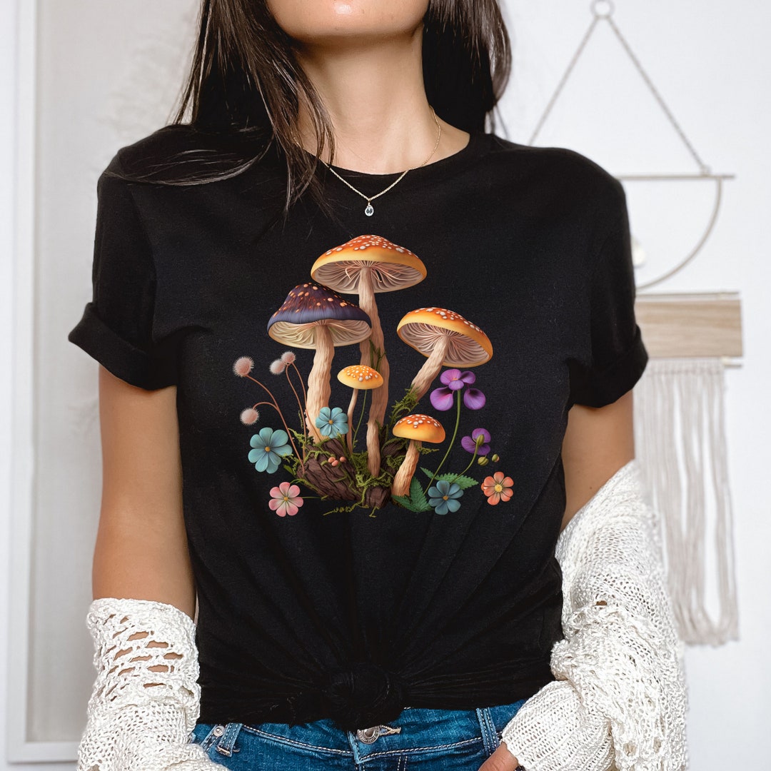 Mushrooms Shirt, Cottagecore Mushroom Shirt, Mushroom Floral Shirt ...