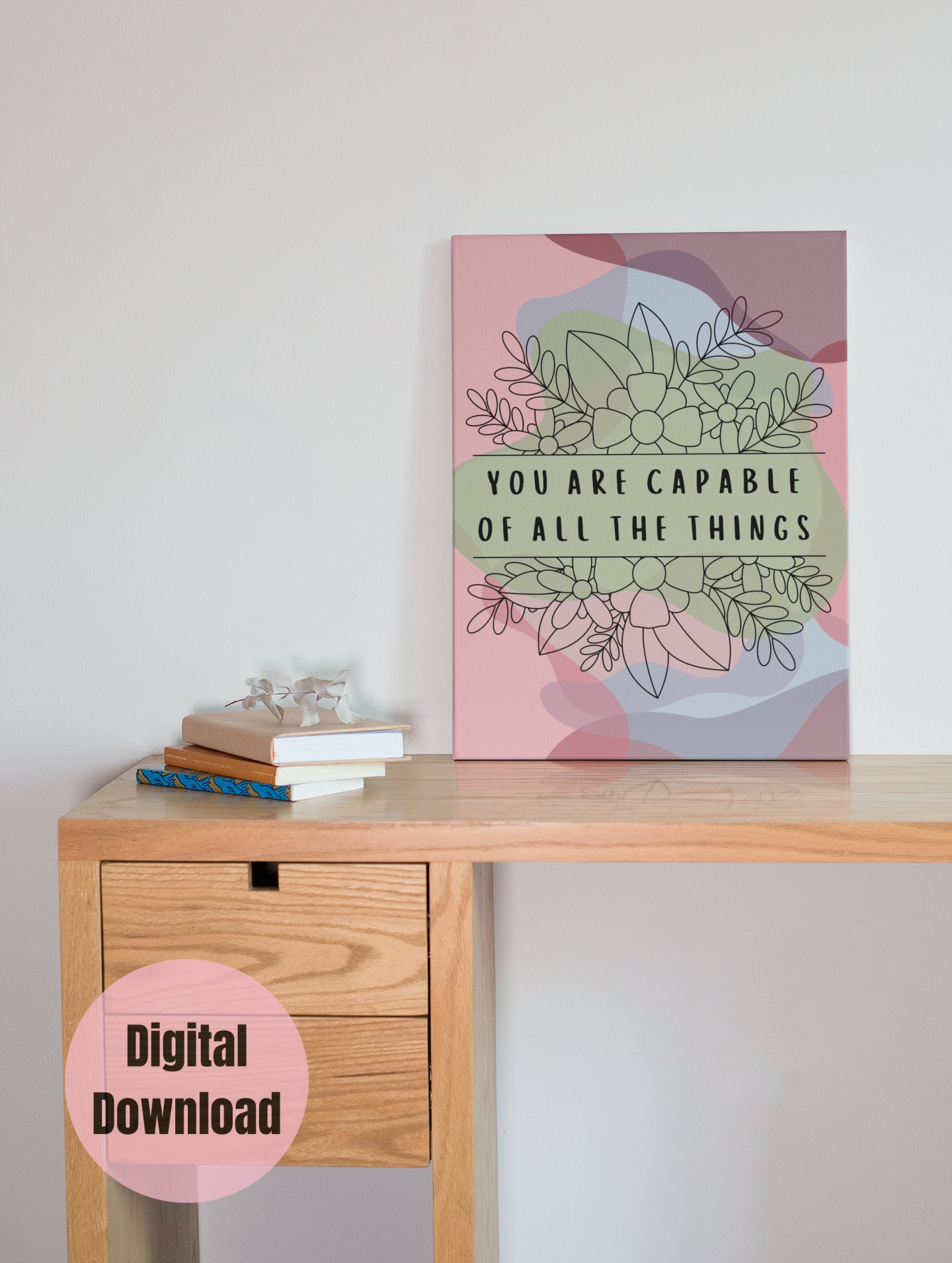Inspirational Quote, Mental Health Poster Gift, Self Care Digital Wall ...