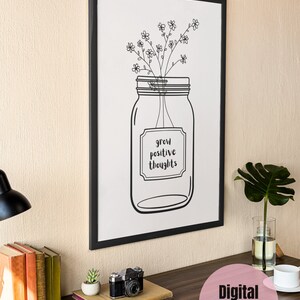 Grow Positive Thoughts Digital Download Mental Health Wall Art ...
