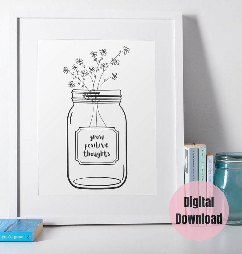 Grow Positive Thoughts Digital Download Mental Health Wall Art ...