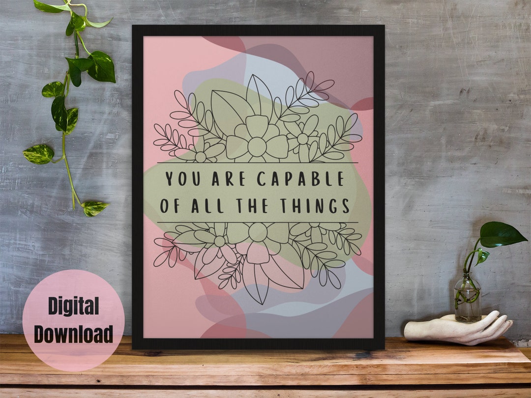 Inspirational Quote, Mental Health Poster Gift, Self Care Digital Wall ...