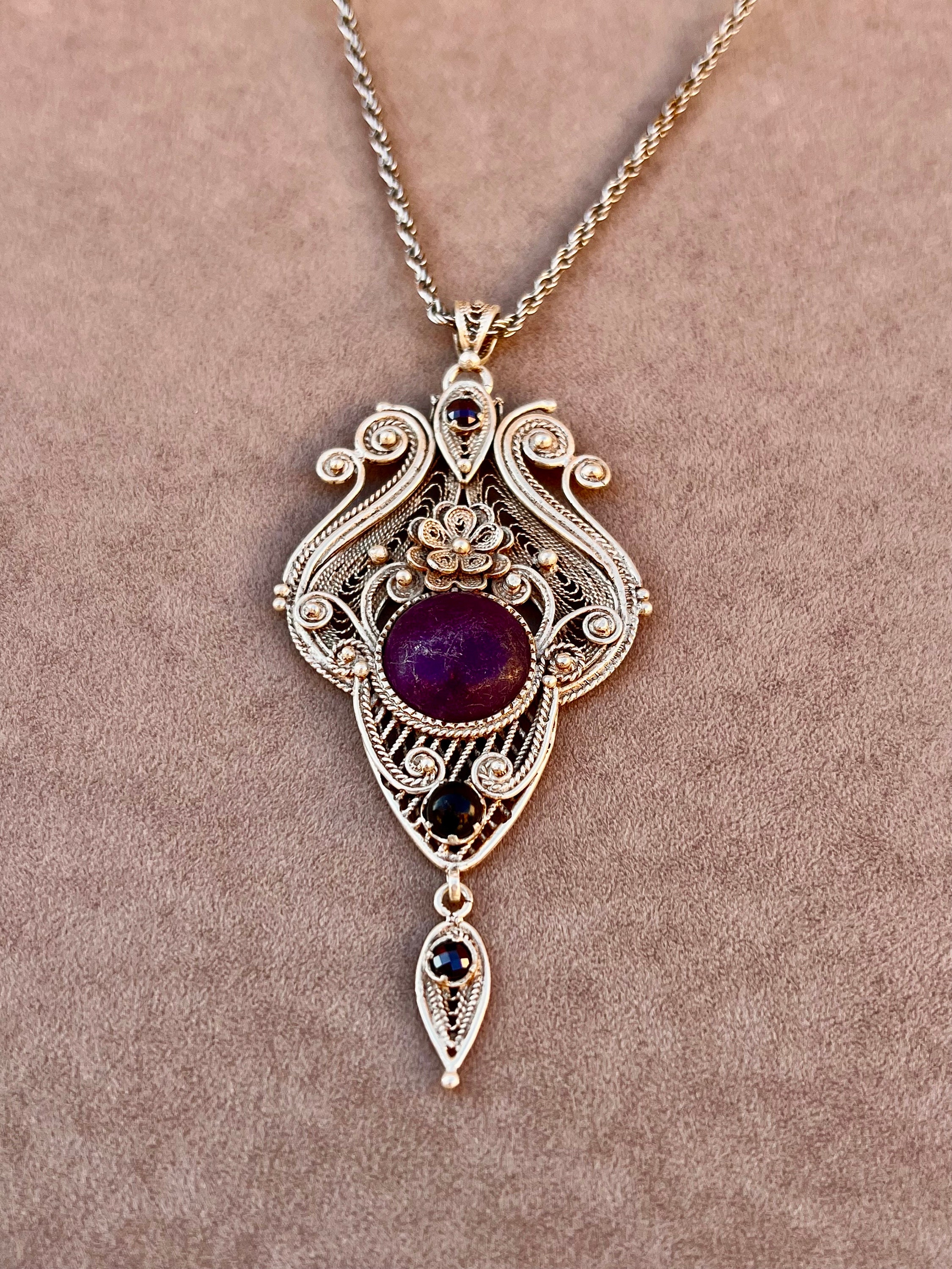 Silver Handmade Filigree Pendant,handmade Silver Filigree Necklace ...