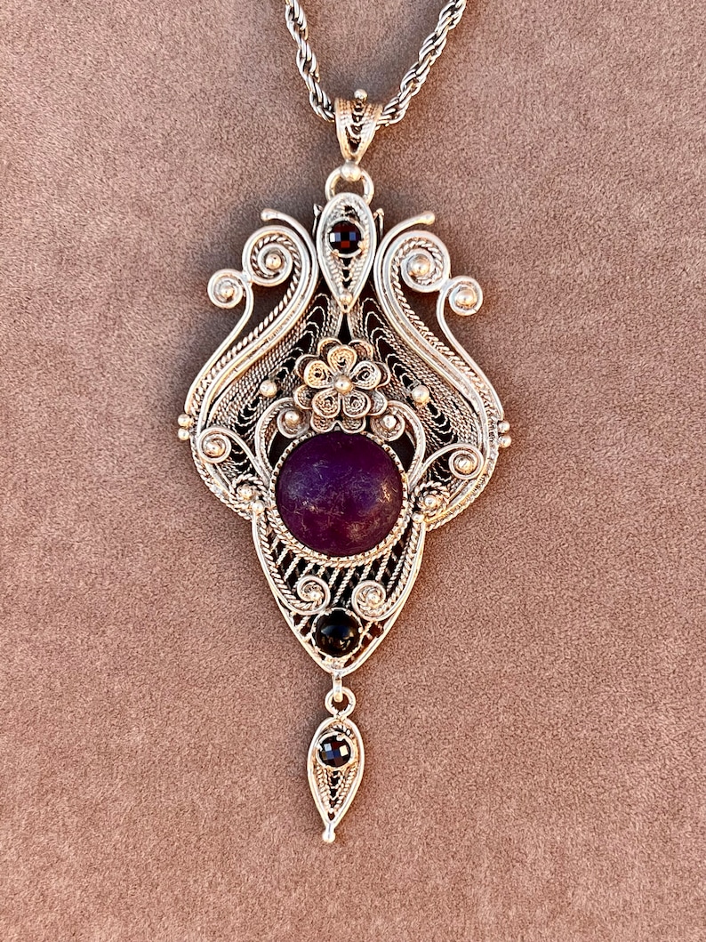 Silver Handmade Filigree Pendant,handmade Silver Filigree Necklace ...