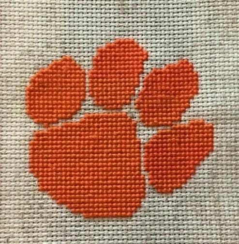 Clemson Tiger Paw Cross Stitch Many Sizes Available - Etsy