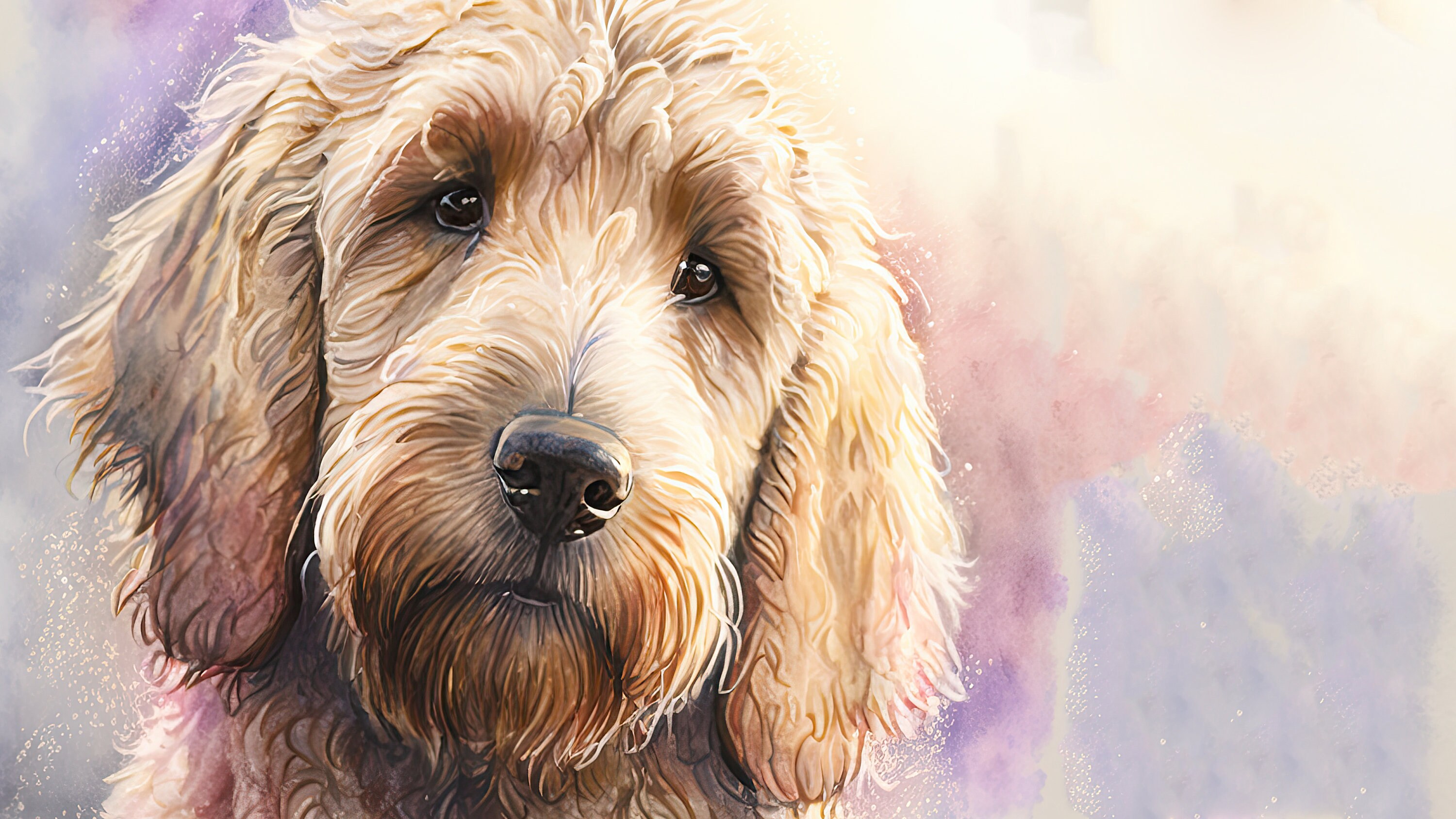Dog Portrait Print Golden Doodle Owner Gift Dog Memorial Pet Painting ...