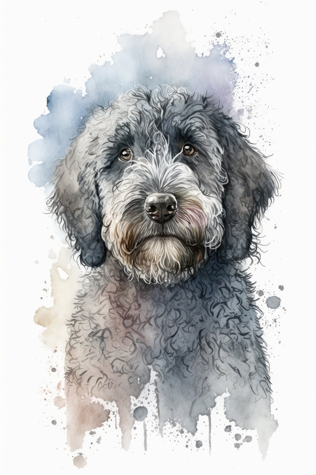 Dog Portrait Labra-doodle Owner Gift for Dog Memorial Pet Painting Gift ...