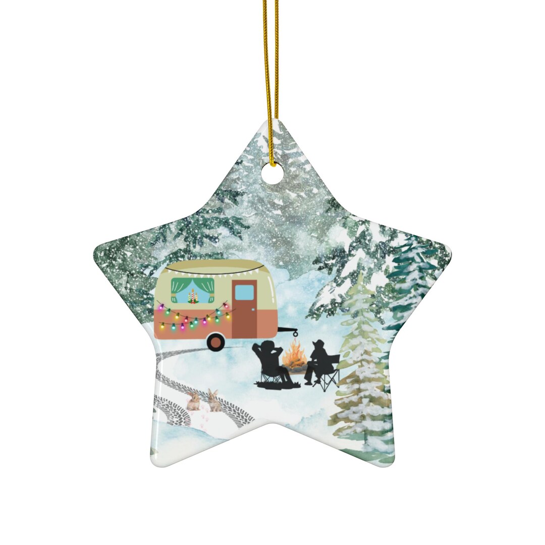 Star & Snowflake Motorhome, RV, Travel Trailer Winter Christmas Scene ...