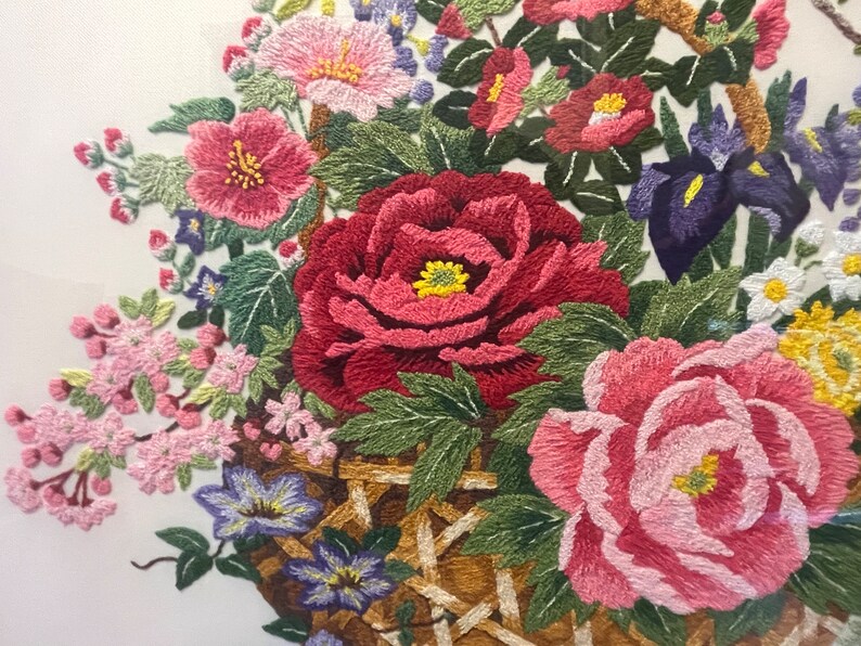 Vintage Handmade Japanese Embroidery, Professionally Framed Bunka ...