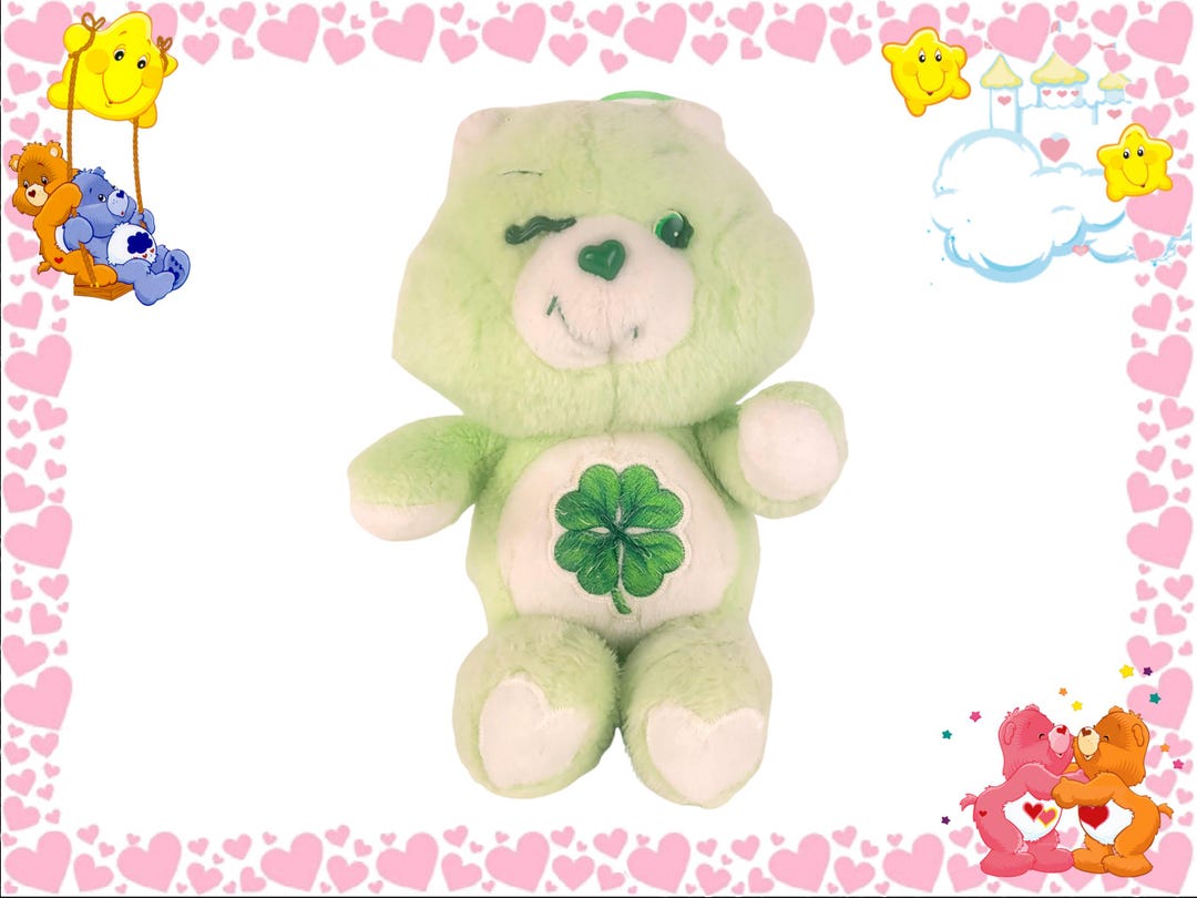 Rare 1980s Good Luck 14 Inch High Care Bear With Lucky Shamrock Tummy ...
