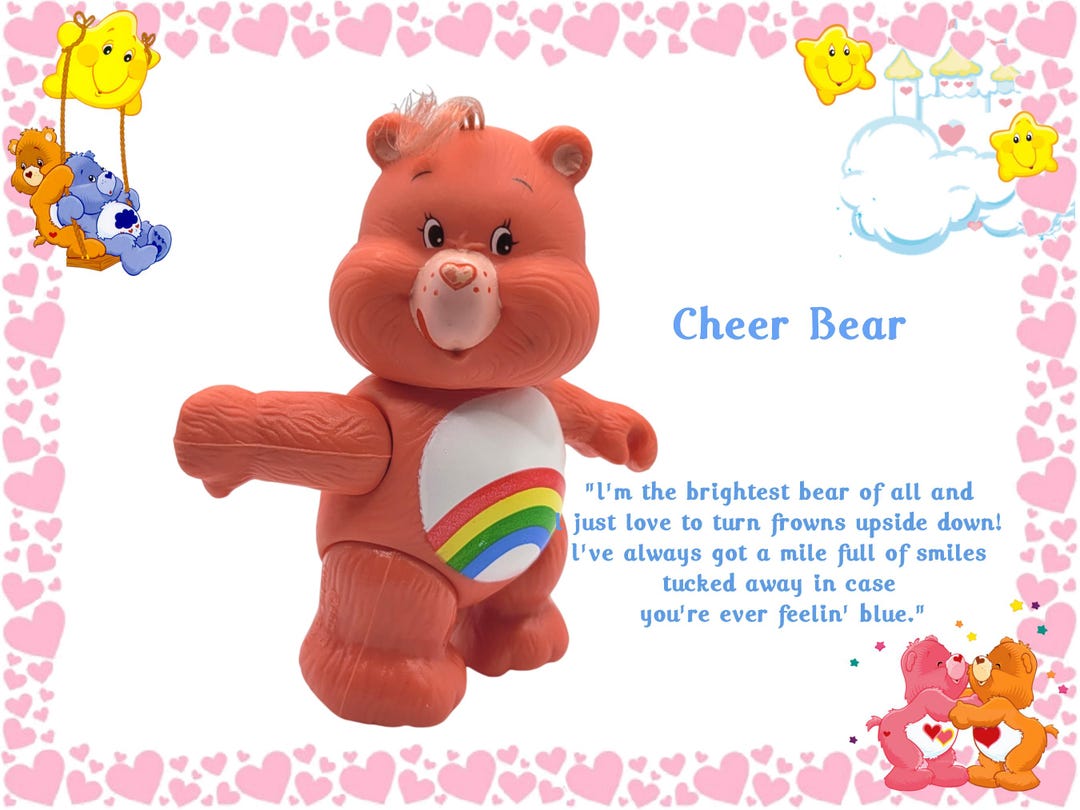 Vintage Poseable Cheer Care Bears Retro 1980s Rainbow Tummy Cheer Bear ...