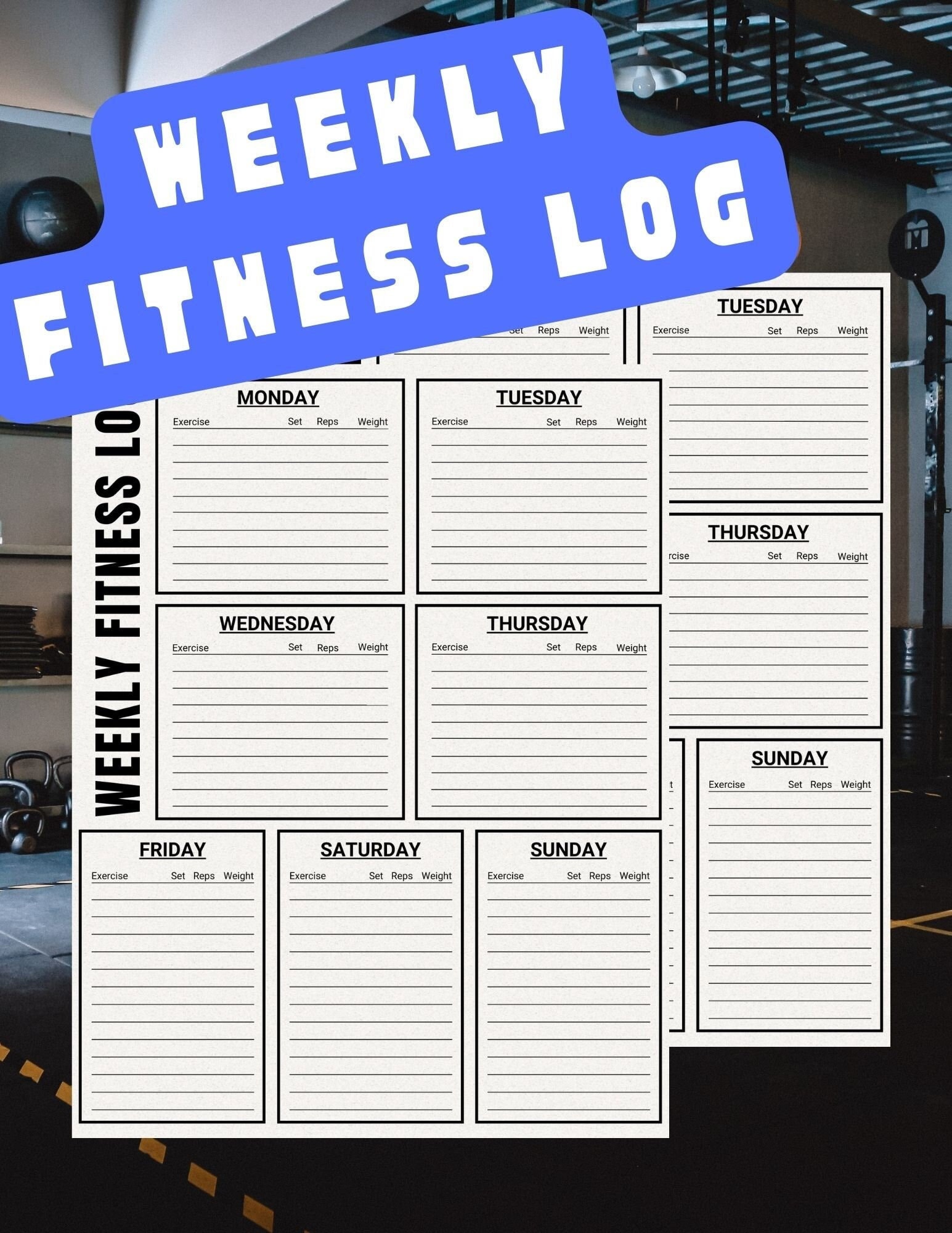 Weekly Fitness Log Workout Log Planner Printable - Etsy