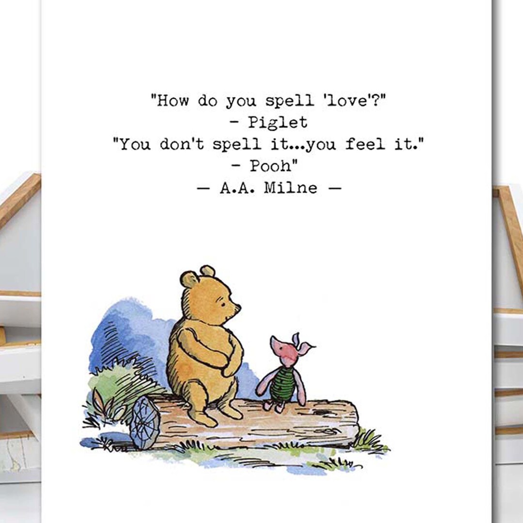 How Do You Spell Love Quote, Winnie the Pooh Wall Art Canvas - Etsy