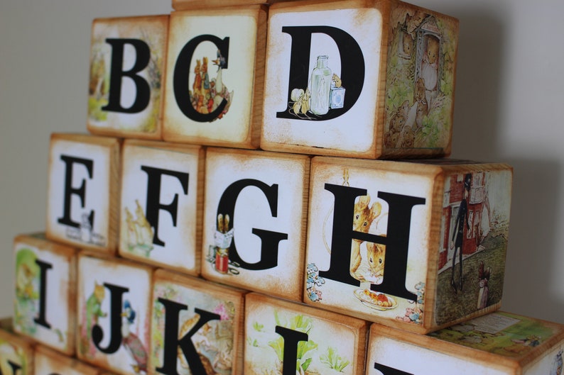 Set of 26 Alphabet Blocks, Peter Rabbit Beatrix Potter Wooden Alphabet ...