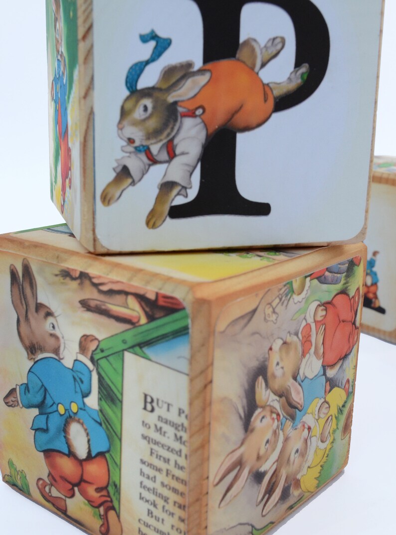 Peter Rabbit Baby Blocks, Vintage Classic Tales of Peter Rabbit Wooden ...