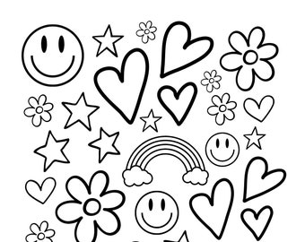 stars and hearts coloring pages printable
