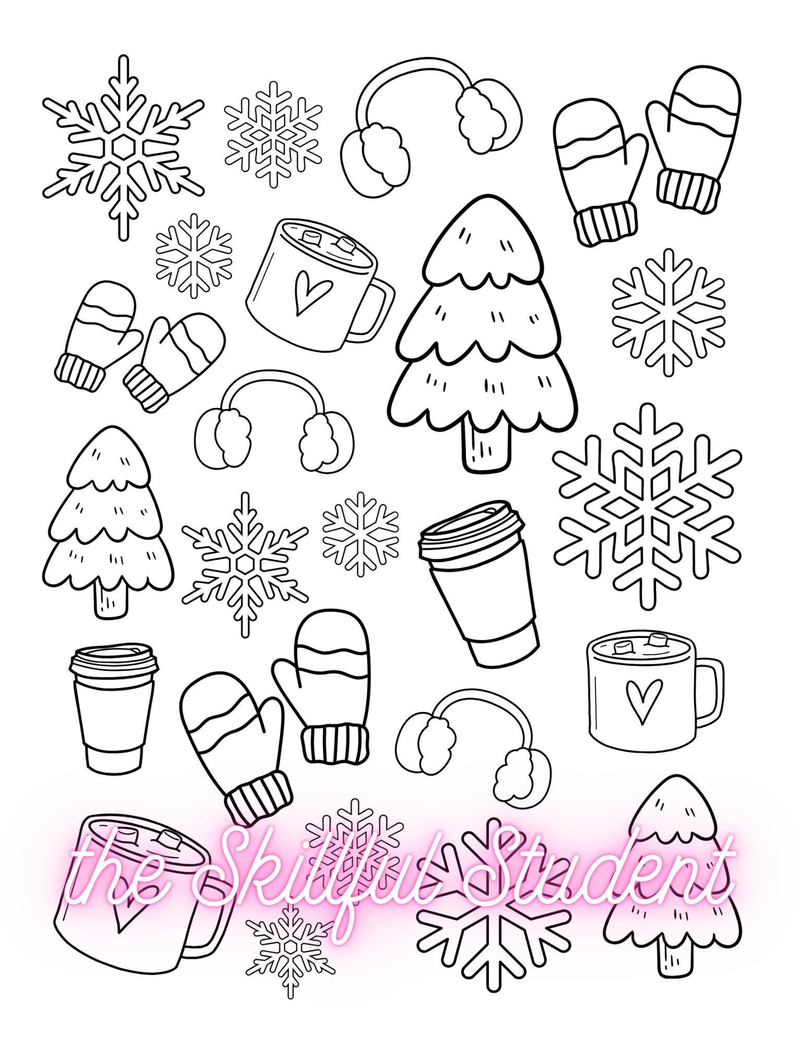 Winter Coloring Page - Snowflake Coloring Page - Cozy Coloring Page ...