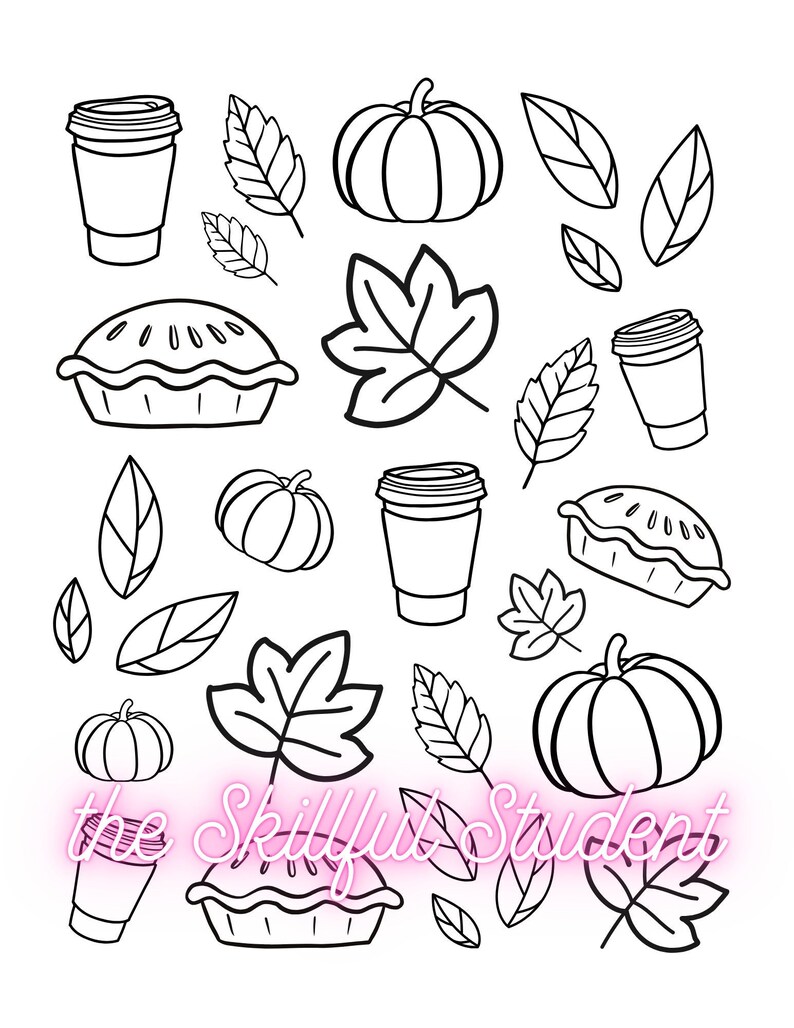 Fall Coloring Page - Pumpkin Coloring Page - Leaves Coloring Page ...