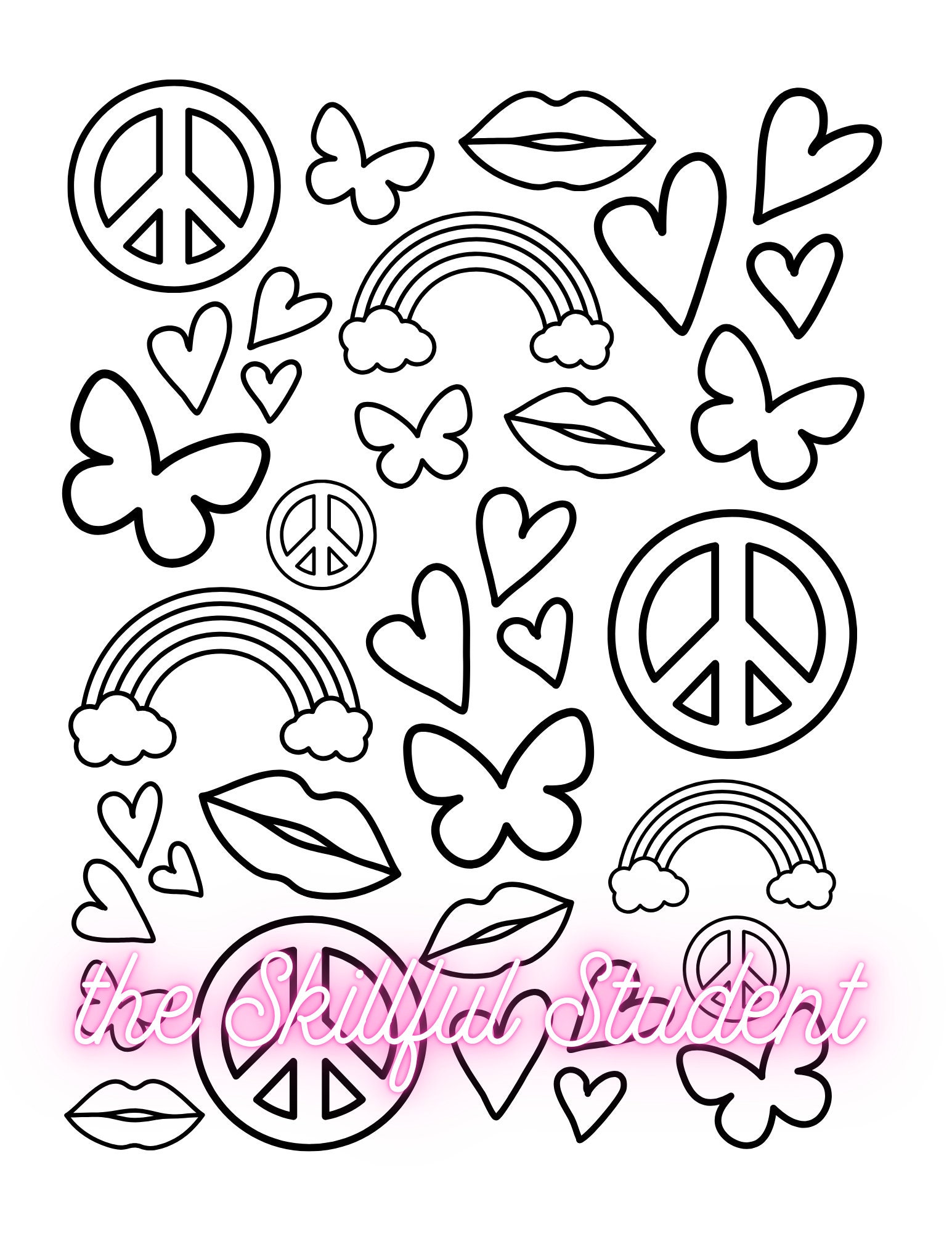 Cute Coloring Page Bundle - Hearts Coloring - Flowers Coloring - 3 ...