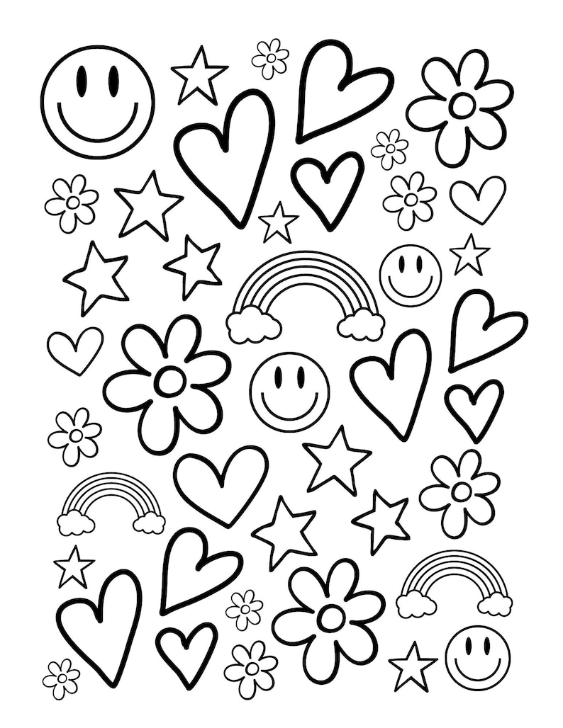 Printable Coloring Page Fun Simple Cute Adults Teens Kids - Etsy Canada