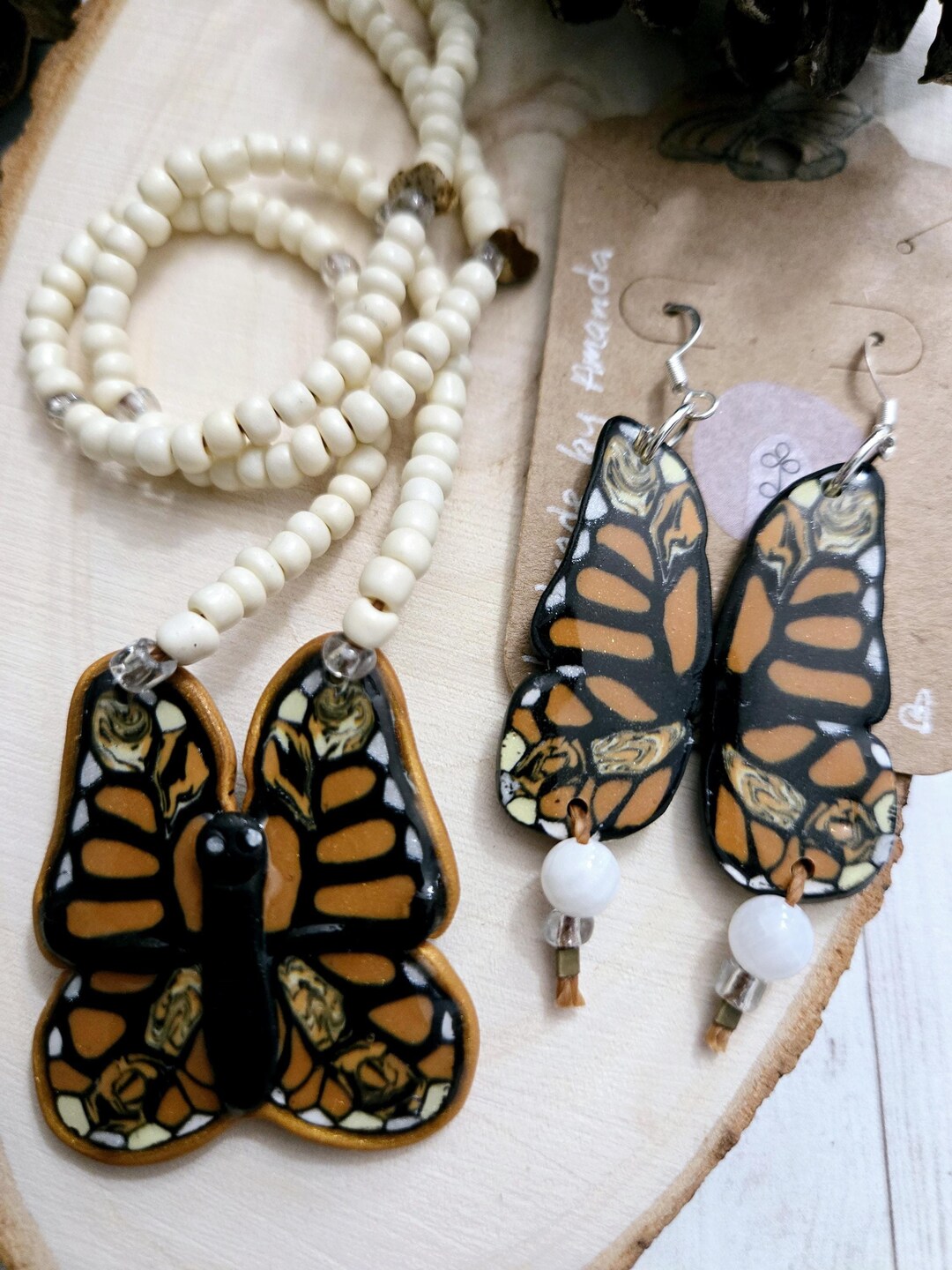 Monarch Butterfly Necklace and Dangle Earring Set - Etsy